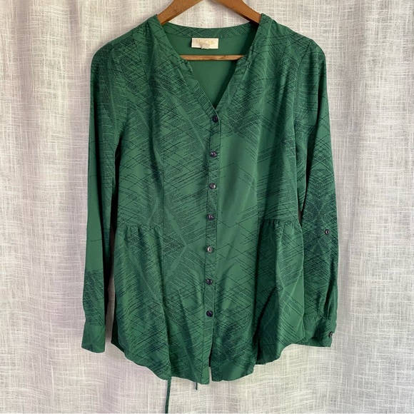 Modcloth | Tops | Modcloth Green Tie Waist Long Sleeve Blouse | Poshmark
